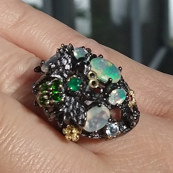 Jewelry | Incredible Genuine Opal Onix Art Ring | Poshmark